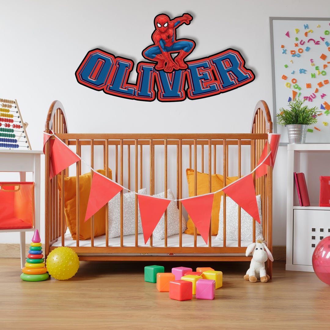 Spider-man Custom Name Sign, Personalized Kids Room Wall Decor ...