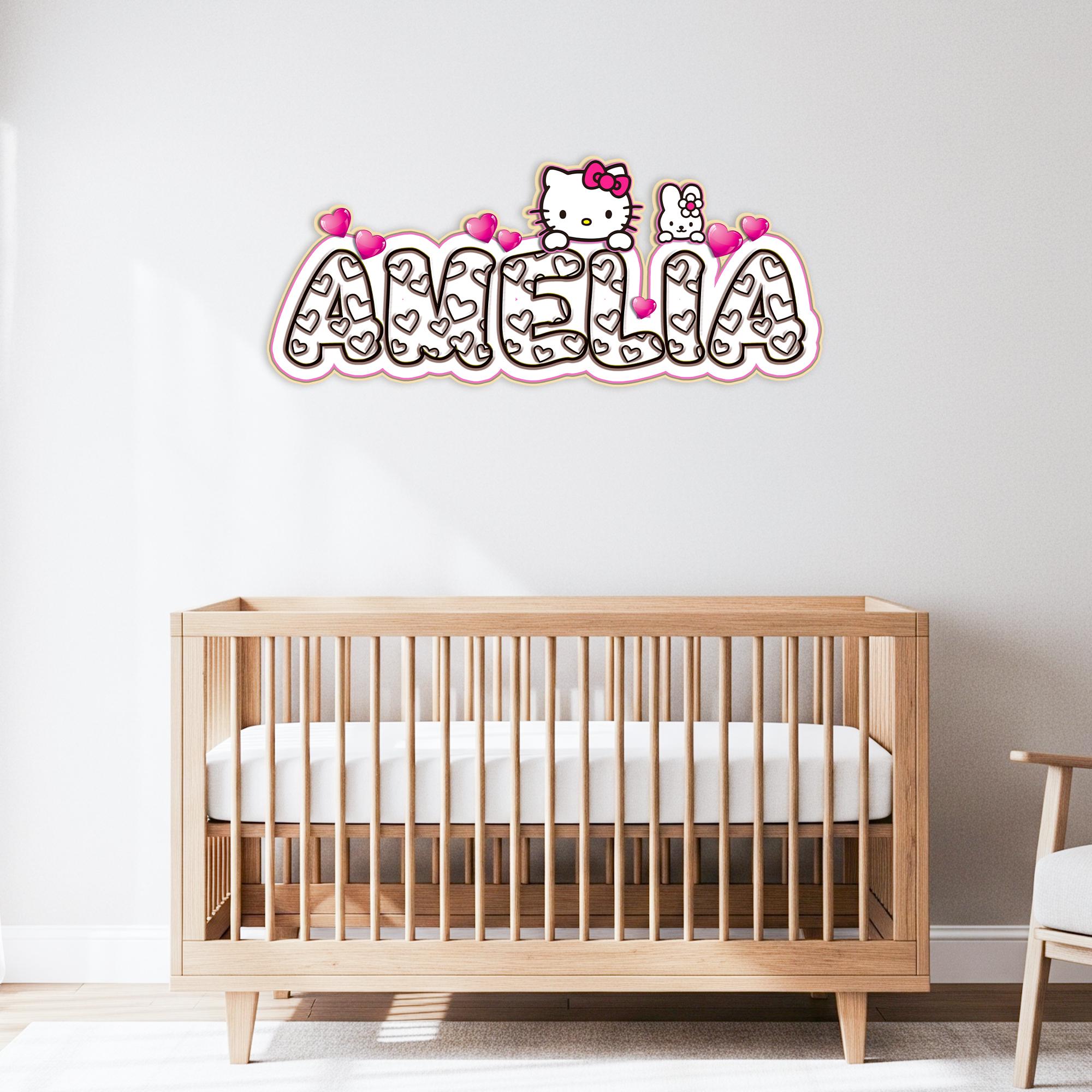 Personalized Hello Kitty Name Sign, Custom Kids Room Wall Decor ...