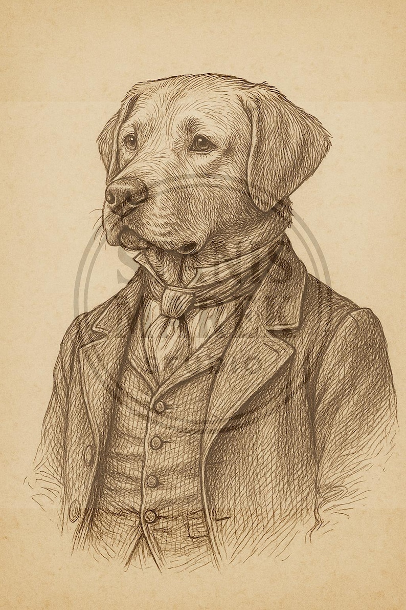 Labrador Retriever Victorian Portrait - Instant Printable Download - Etsy