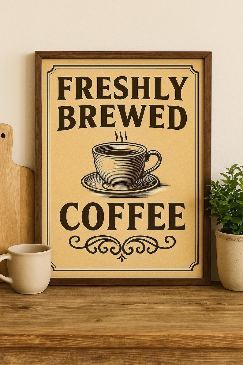 Vintage Coffee Sign Printable, Rustic Cafe Wall Art (instant Download ...