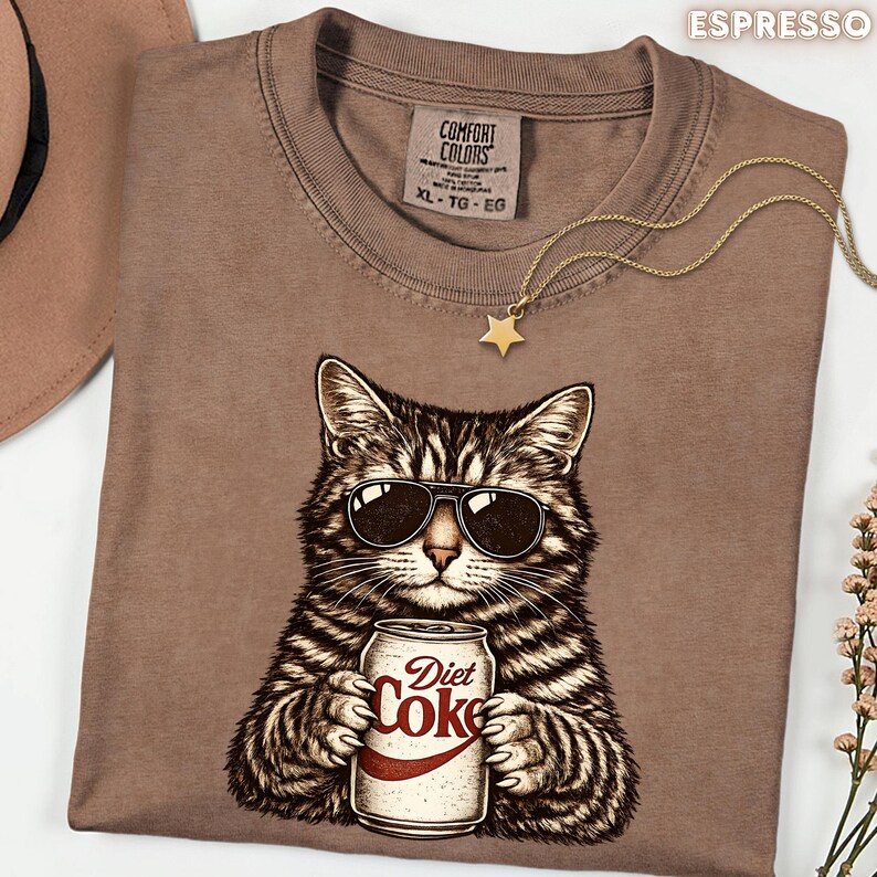 Comfort Colors® Cat Diet Coke Shirt, Funny Meme Cat Tee, Funny Tee for ...