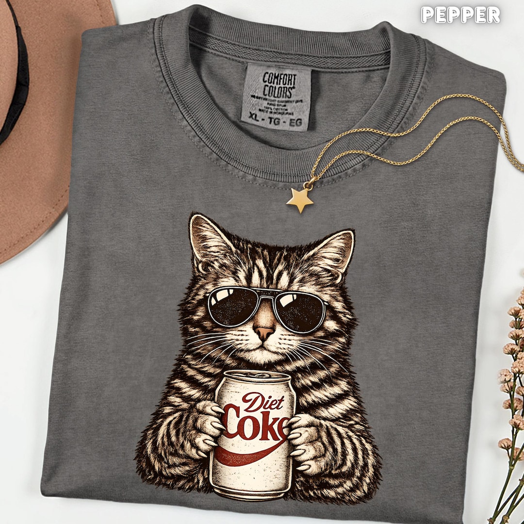 Comfort Colors® Cat Diet Coke Shirt, Funny Meme Cat Tee, Funny Tee for ...
