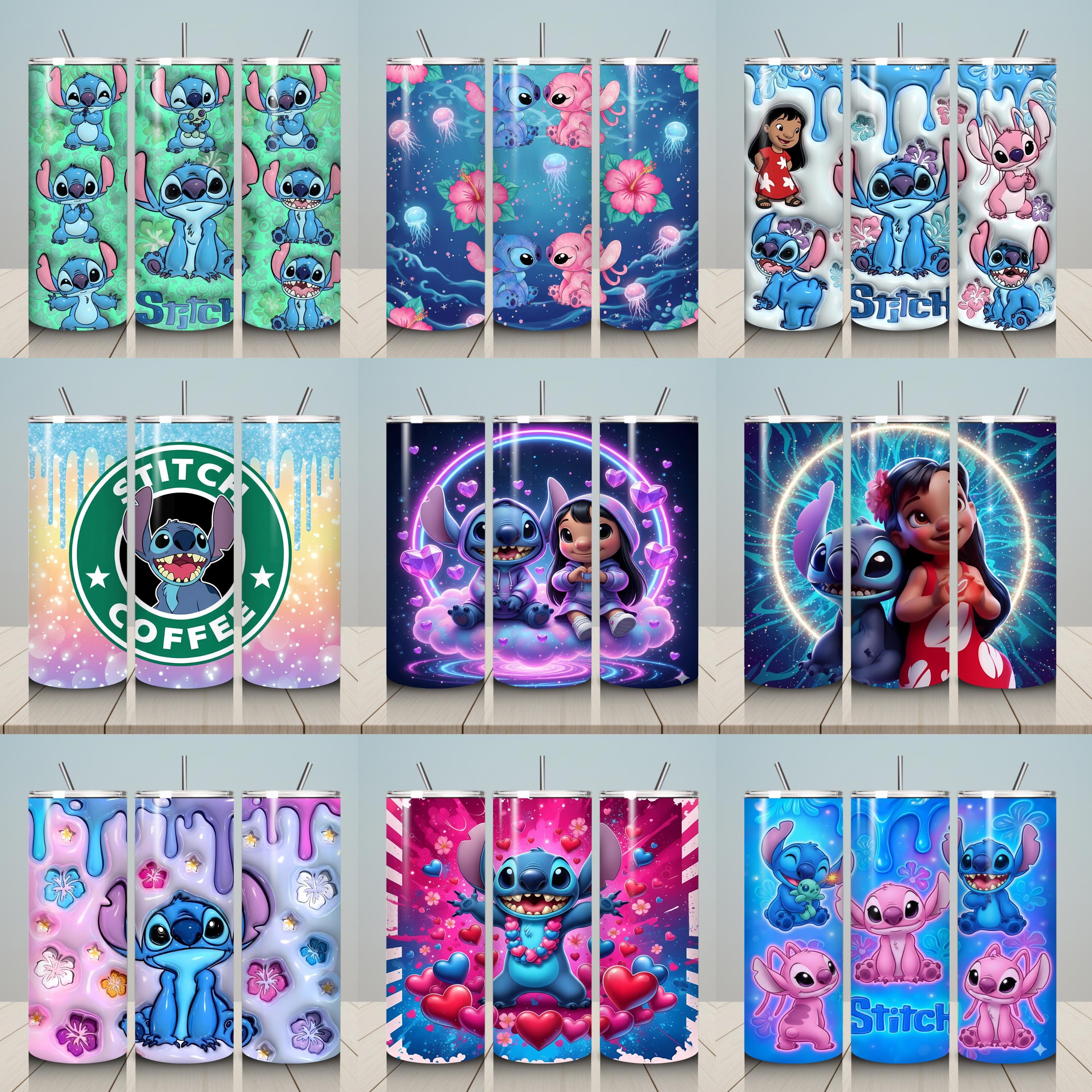 100+ Stich Tumbler Designs Bundle | Custom Name PNG | 3D Inflated Stich ...