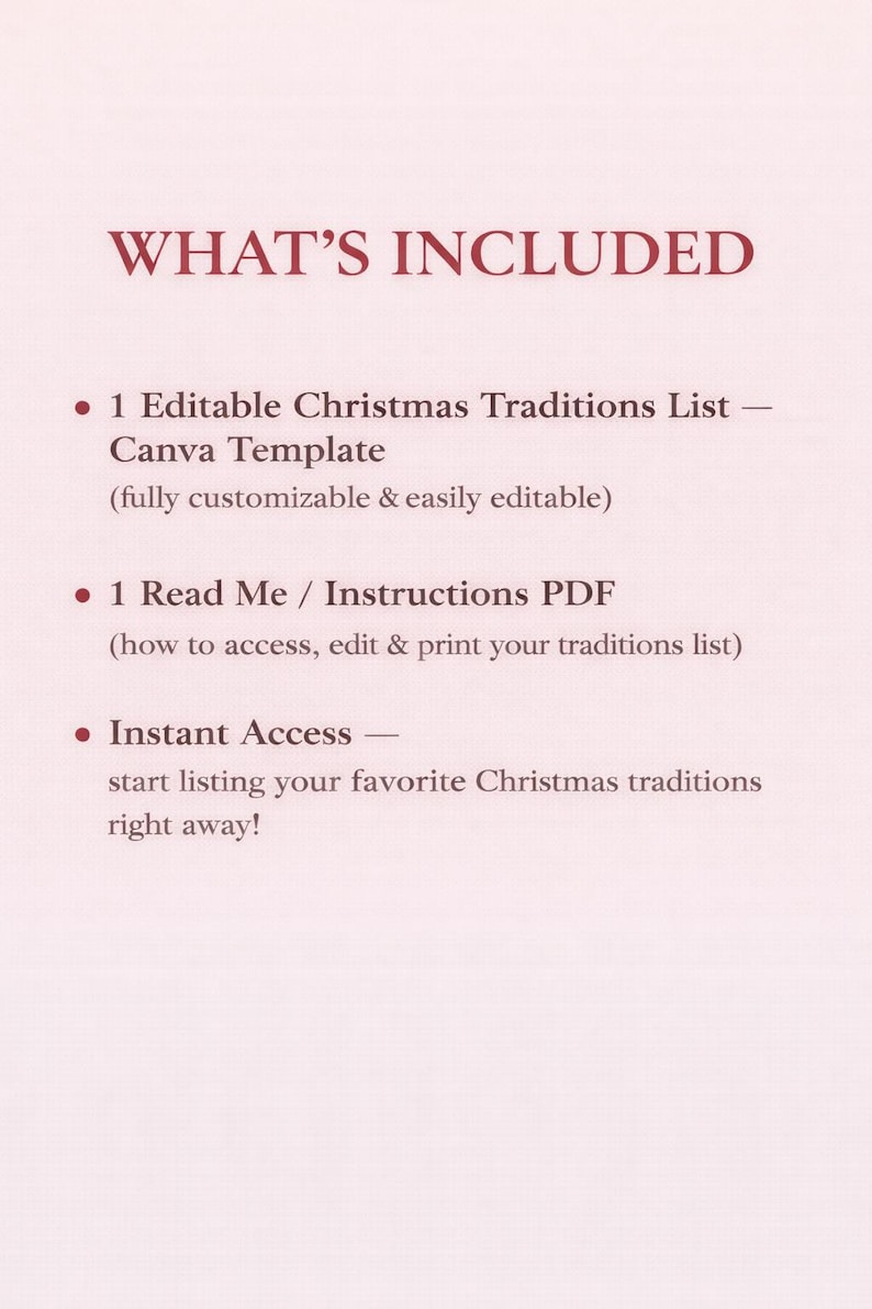 Editable Christmas Traditions List | Canva Template | Holiday Family ...