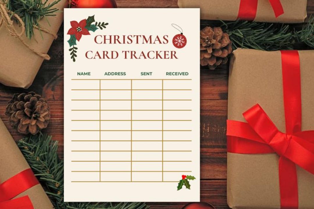 Editable Christmas Card Tracker | Canva Template | Holiday Card List ...