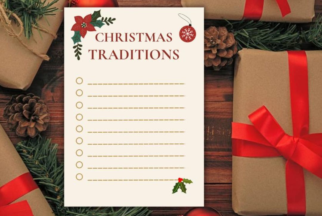 Editable Christmas Traditions List | Canva Template | Holiday Family ...
