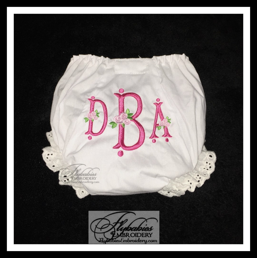 Monogrammed Diaper Cover ~ Floral Monogram ~ Monogrammed Baby Bloomers ...