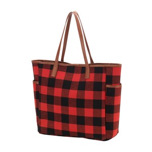 Monogrammed Buffalo Check Tote ~ Red & Black Buffalo Check Purse ...