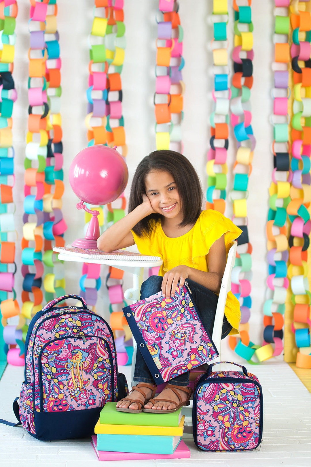 Girl's Personalized Backpack and Lunch Box Set - Monogrammed Backpack ...