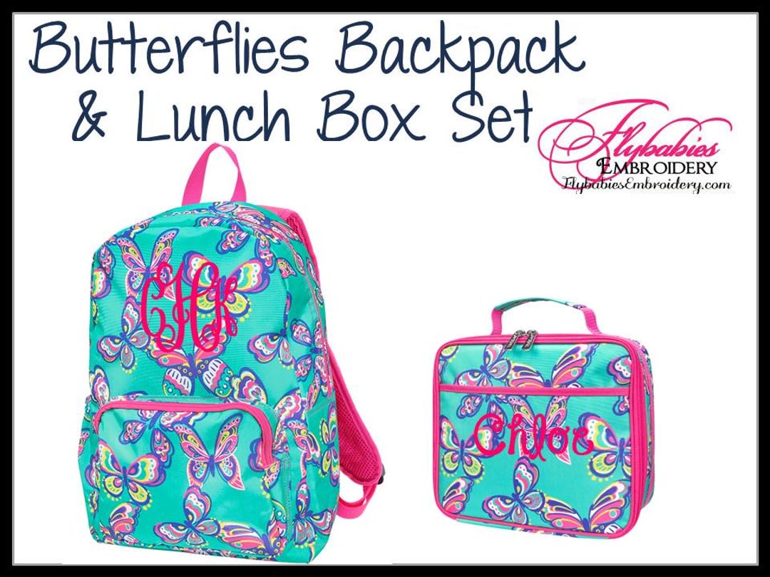 Girl's Monogrammed Backpack Set ~ Personalized Butterfly Backpack ...