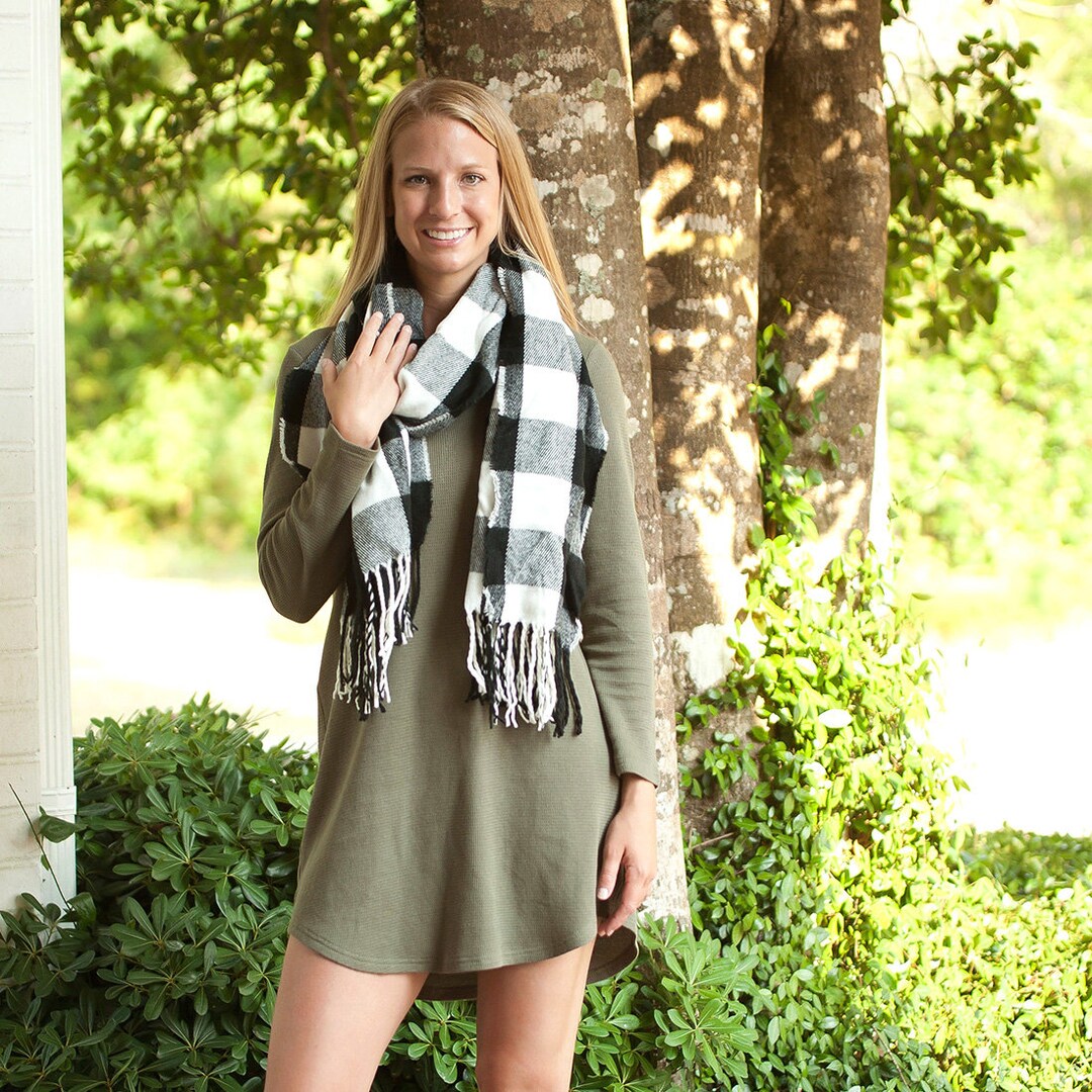 Monogrammed Buffalo Check Scarf White & Black Buffalo Check Scarf Plaid ...