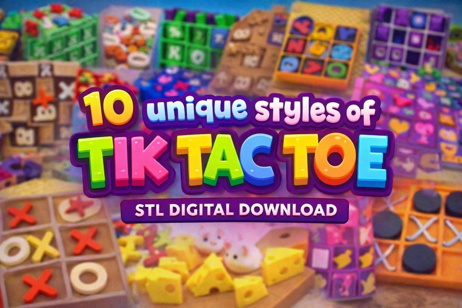 3D Printable Tic Tac Toe Game | 10 Unique Styles STL (digital Download ...