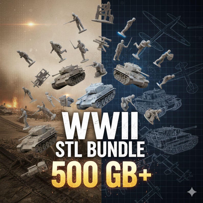 WW2 500GB+ STL Bundle, WWII 3D Print Models Pack, Mega Collection ...