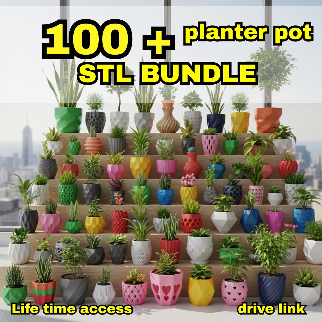 100+ Unique 3D Printable Planter Pots STL Bundle | Modern Geometric ...