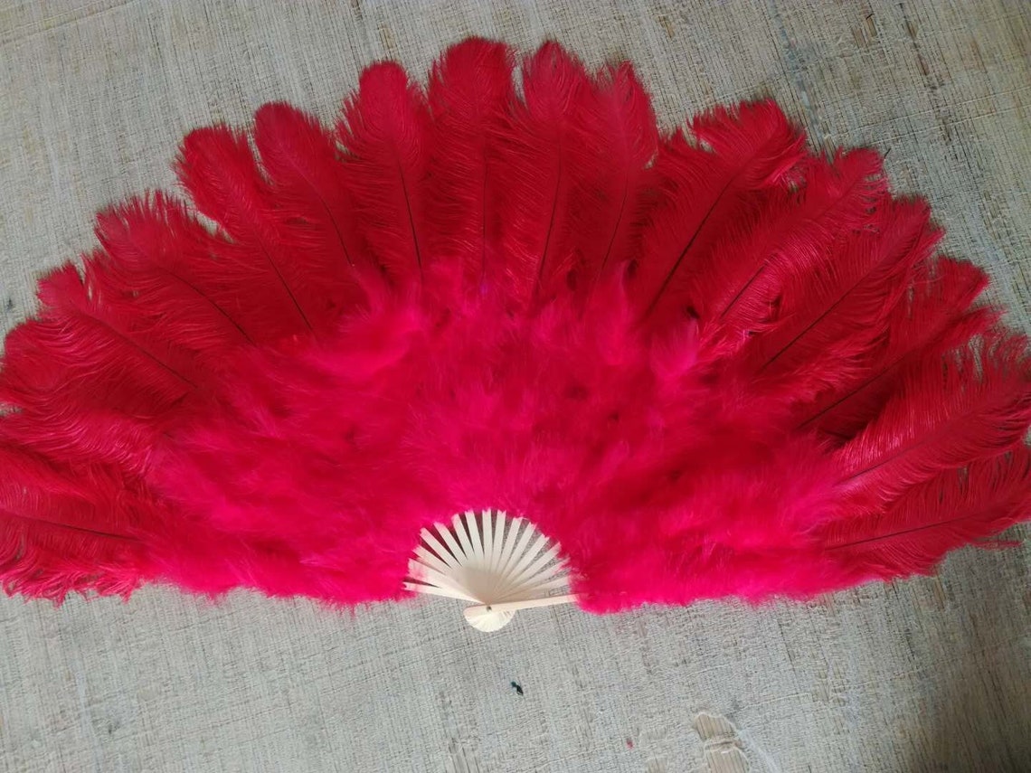 22x40inch Red Large Fans Burlesque Dance Feather Fan Bridal - Etsy