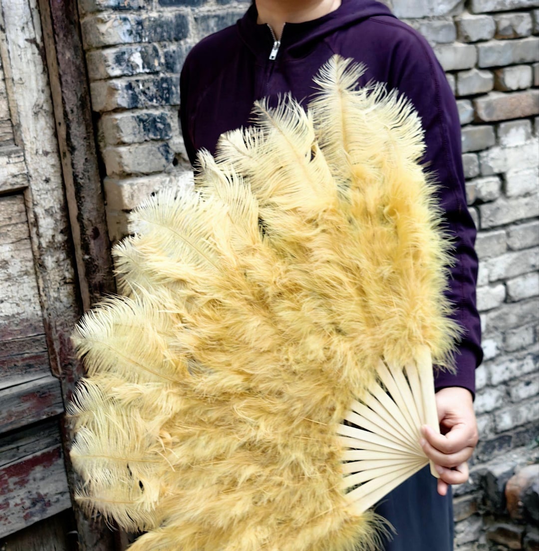 32x18inch(80x45cm) Large Ostrich Feather Fan,burlesque Dance Ostrich ...