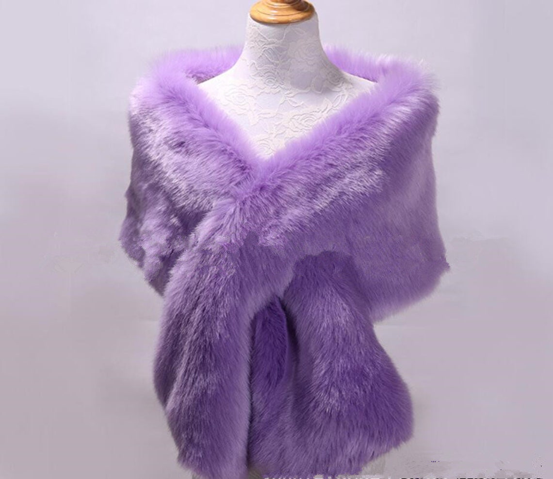 Lilac Faux Fur Bridal Wrap Wedding Fur Shrug Bridal Fur Fur - Etsy