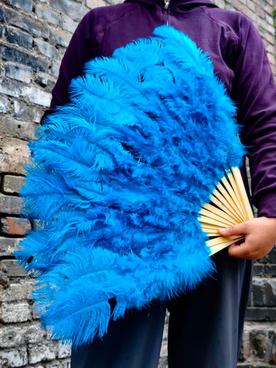 32x18inch(80x45cm) Large Ostrich Feather Fan,burlesque Dance Ostrich ...
