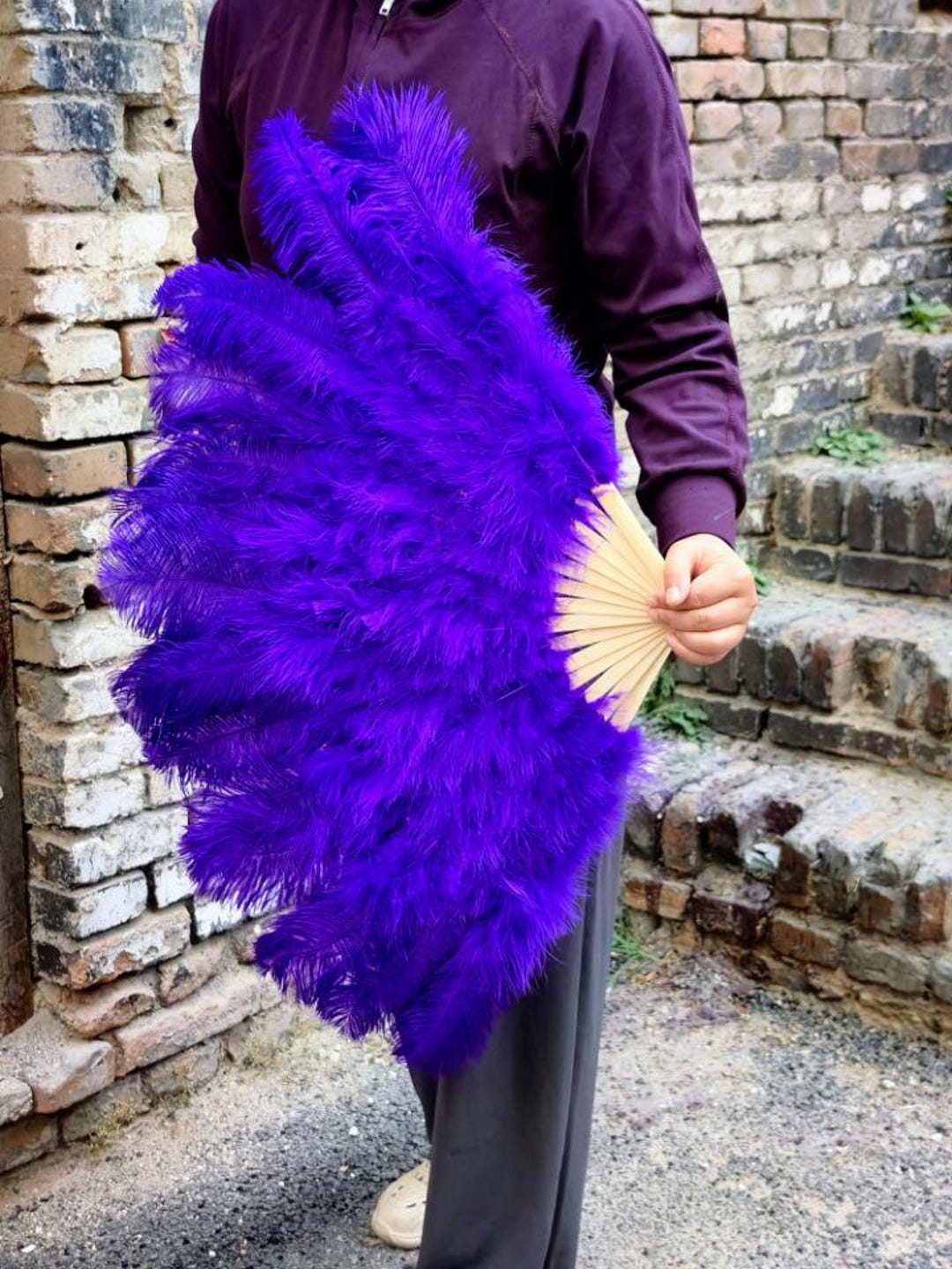 32x18inch(80x45cm) Large Ostrich Feather Fan,burlesque Dance Ostrich ...