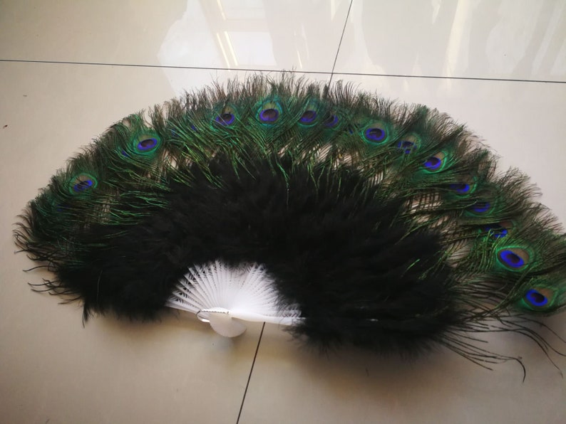 7038cm Peacock Burlesque Fan Dance Feather Fan Bridal Bouquet - Etsy