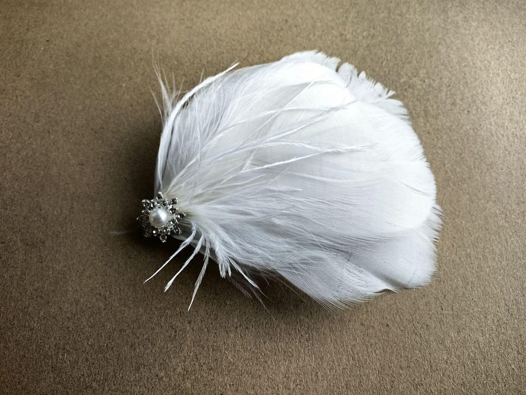 2pcs White Feather Hair Clips With Rhinestone - Etsy