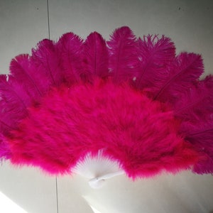 24x44inch Hot Pink Large Fans Burlesque Dance Feather Fan Bridal ...