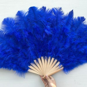 18x36inch Royal Blue Large Feather Fan Burlesque Dance Feather Fan ...