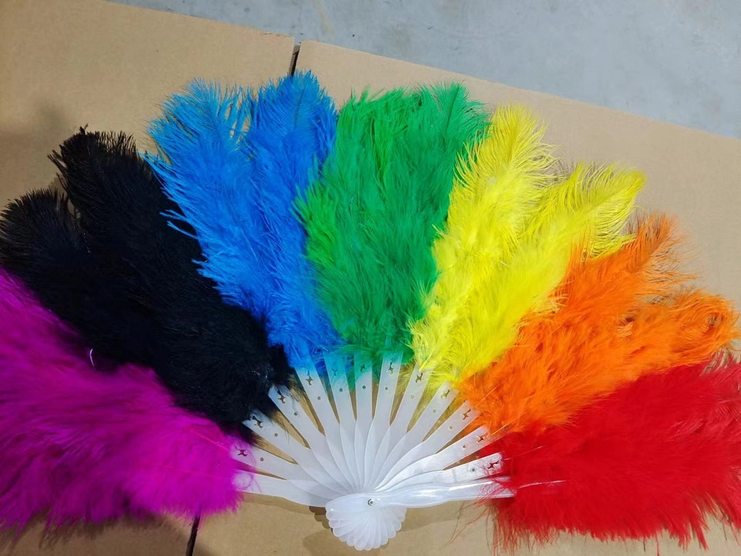 Rainbow Colored,32x18 Inch(80x45cm) Large Feather Fan,burlesque Dance ...