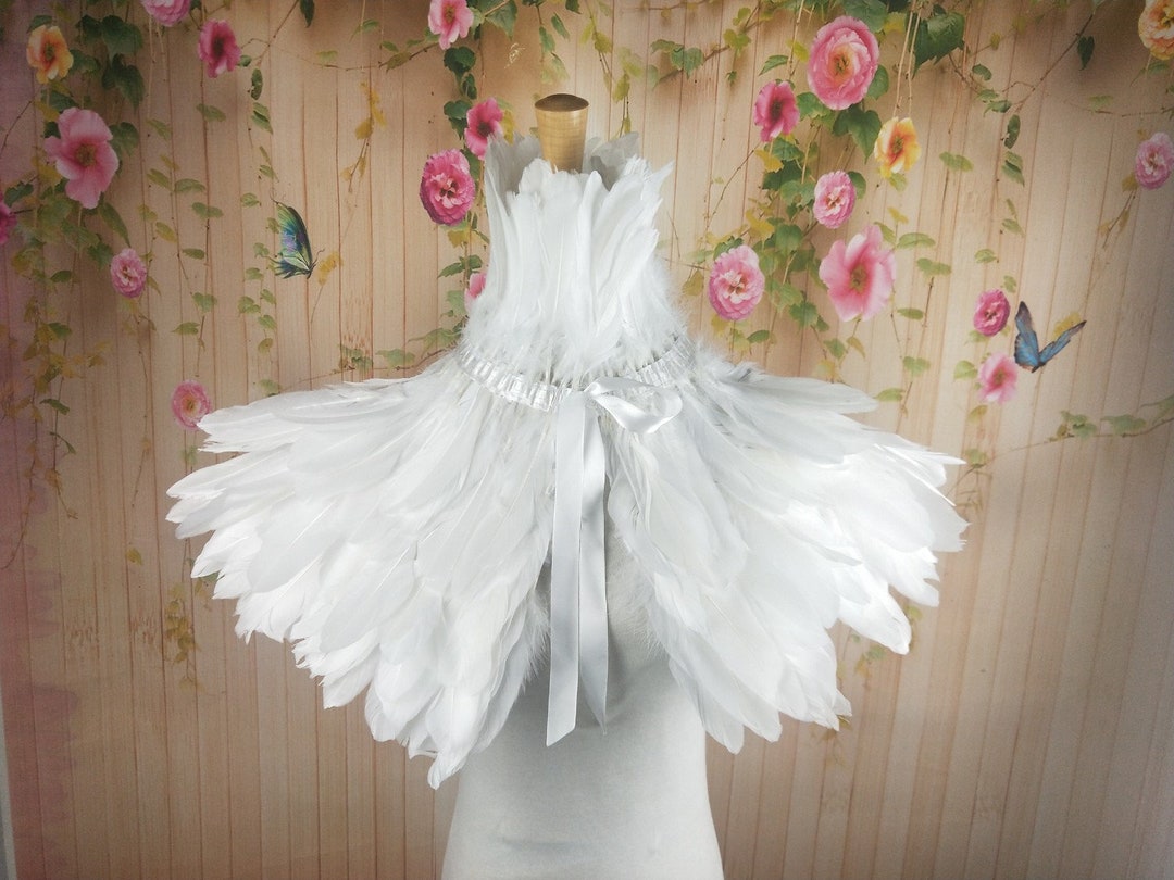 Deluxe White Feather Collar or Cape, Fantasy Feather Collar for Events ...