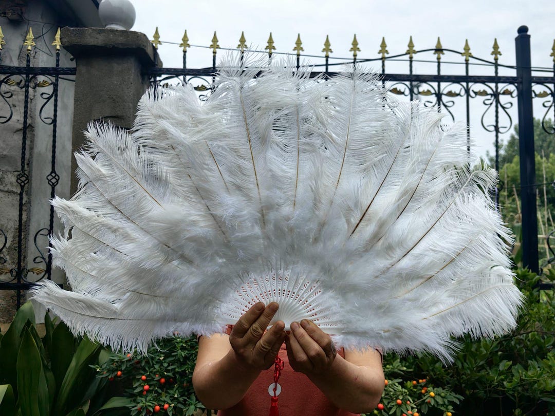 40*80cm Large Burlesque Dance Feather Fan Bridal Bouquet Royal Blue ...