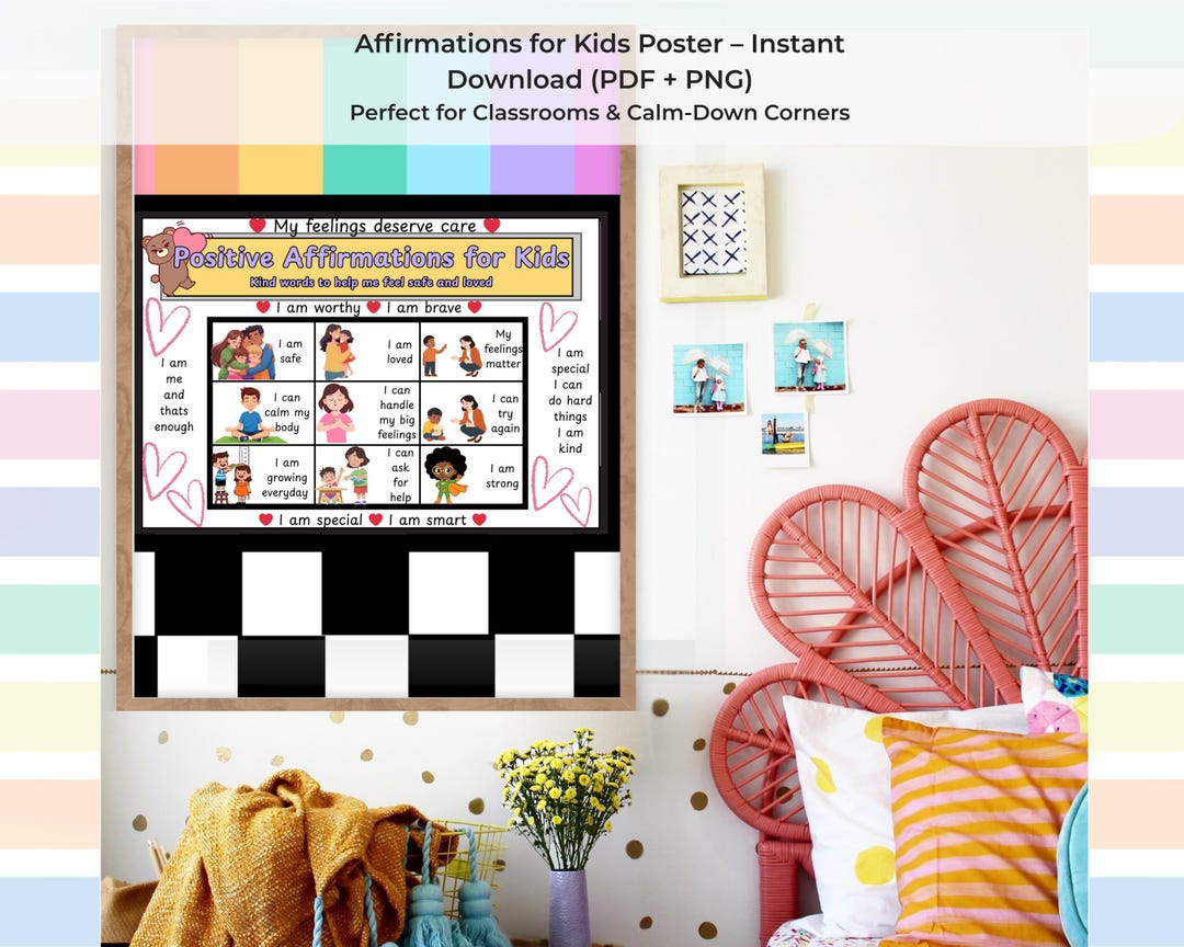 Positive Affirmations for Kids Poster • Classroom Wall Art • Feelings ...