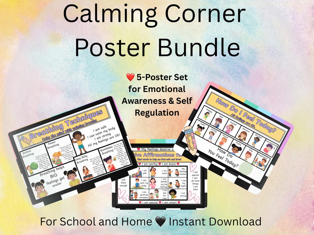 Emotional Support Poster Bundle for Kids | Calm Down Corner Printable ...