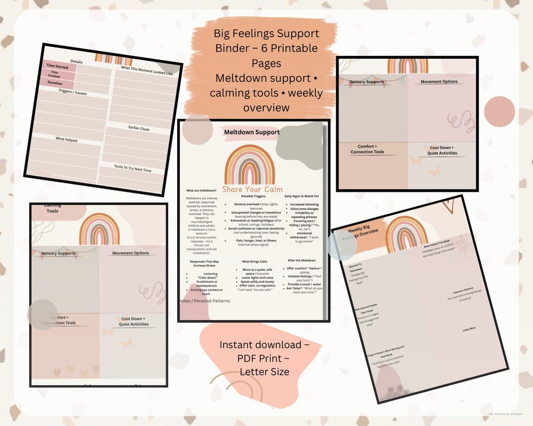 Kids Big Feelings Support Binder • Emotion Tracker, Calming Tools ...