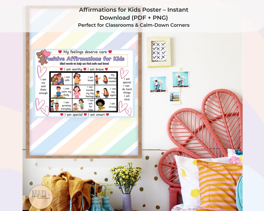 Positive Affirmations Poster for Kids • Emotional Regulation (printable ...