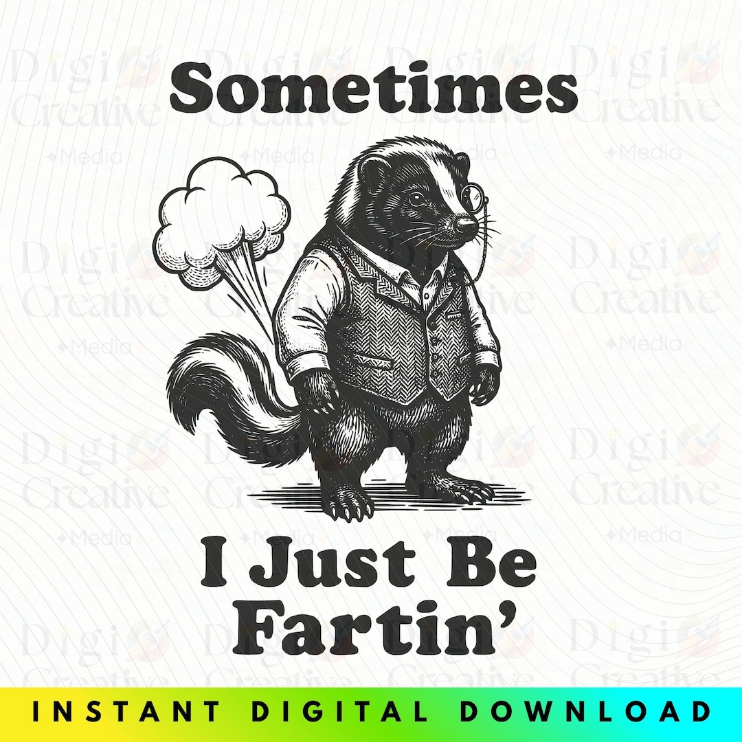 Farting Skunk Meme PNG: Funny Animal Humor Shirt Design Digital ...