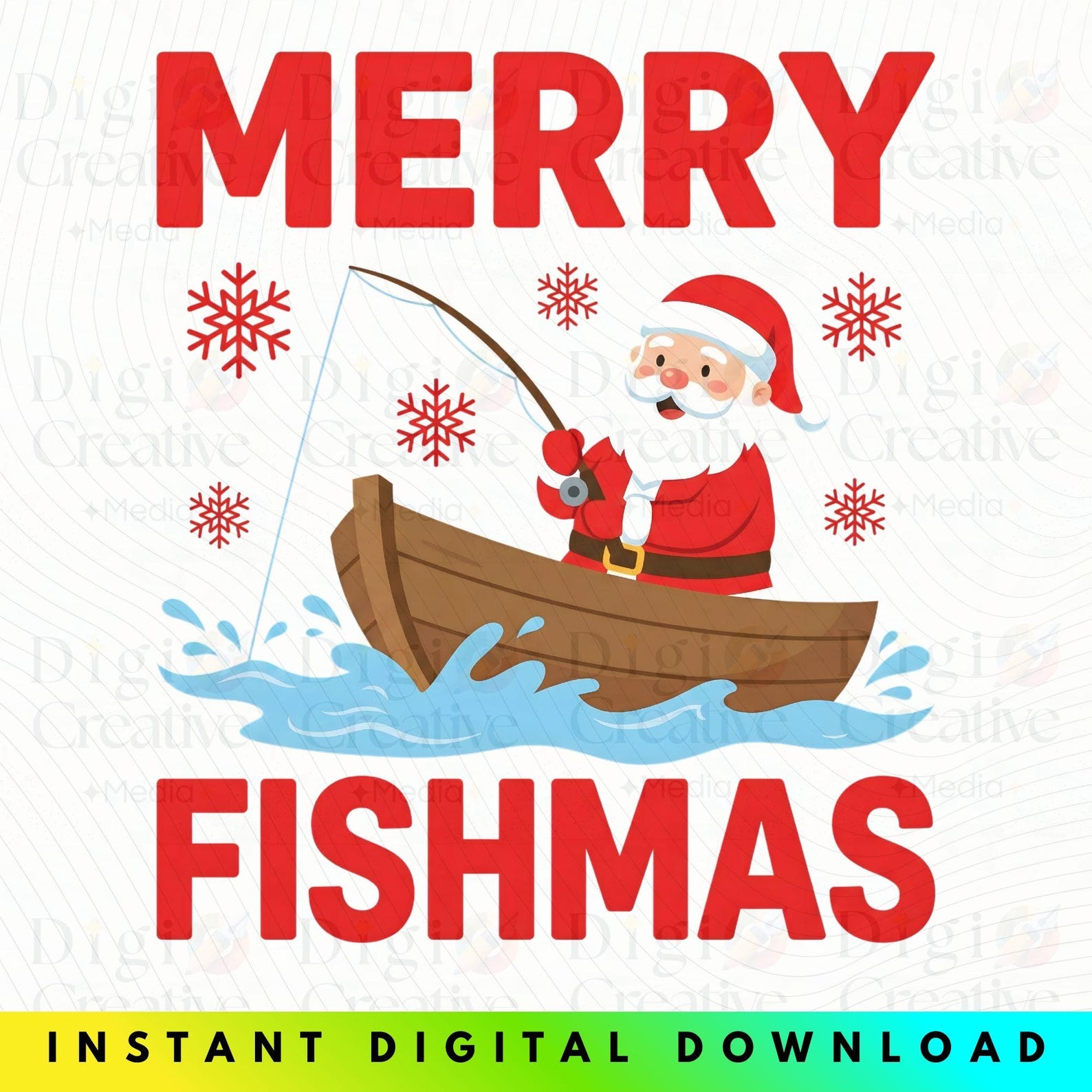 Merry Fishmas Christmas Fishing Santa Dad PNG Digital Download Holiday ...