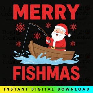 Merry Fishmas Christmas Fishing Santa Dad PNG Digital Download Holiday ...
