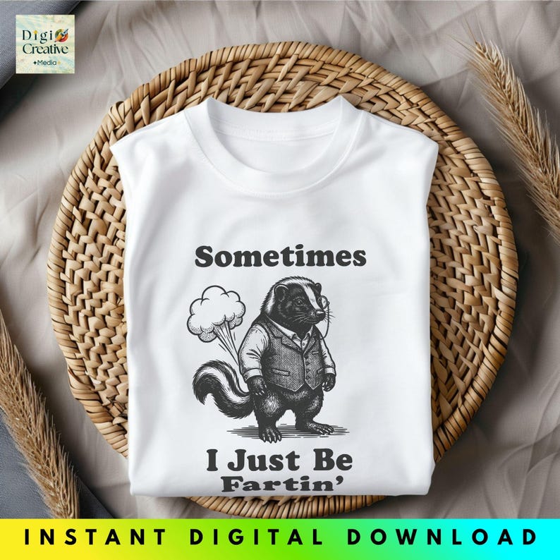 Farting Skunk Meme PNG: Funny Animal Humor Shirt Design Digital ...