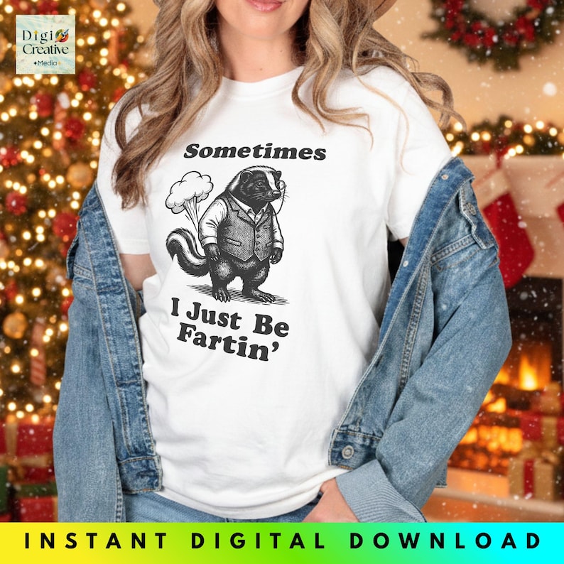 Farting Skunk Meme PNG: Funny Animal Humor Shirt Design Digital ...