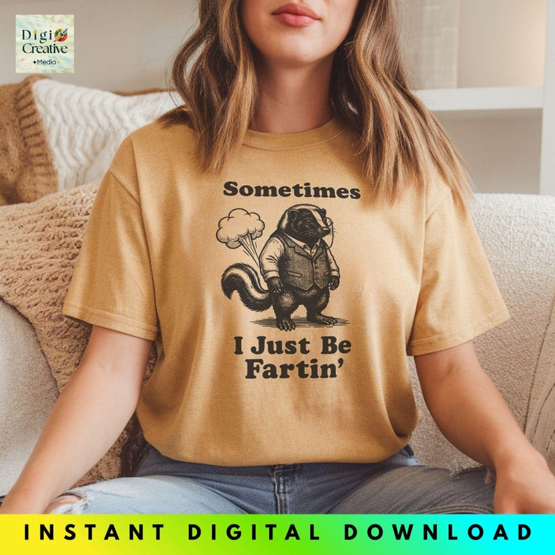 Farting Skunk Meme PNG: Funny Animal Humor Shirt Design Digital ...