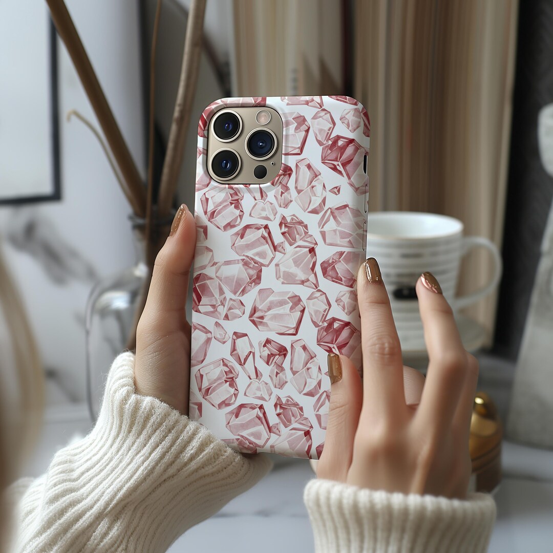 Rose Gold Crystal iPhone Case | Gemstone Pattern, Dual Layer Protection ...