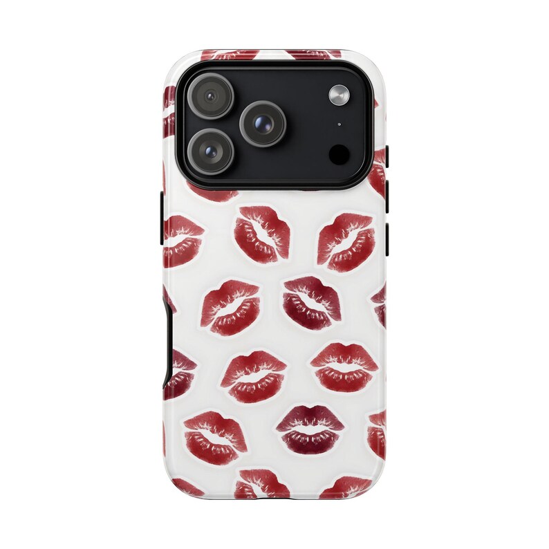 Red Lips Pattern iPhone Case | 3D Wrapped, Dual Layer Protection - Etsy
