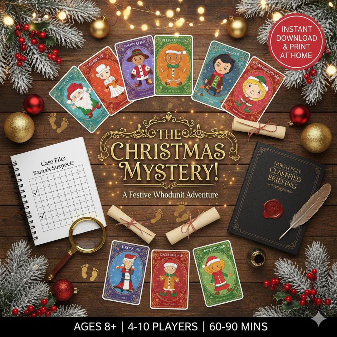 Printable CHRISTMAS Murder Mystery Game | 10 Player Holiday Whodunit ...