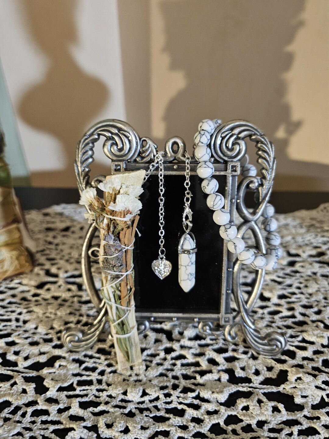 Howlite Pendulum Divination Set With Cleansing Herb Bundle | Calming ...