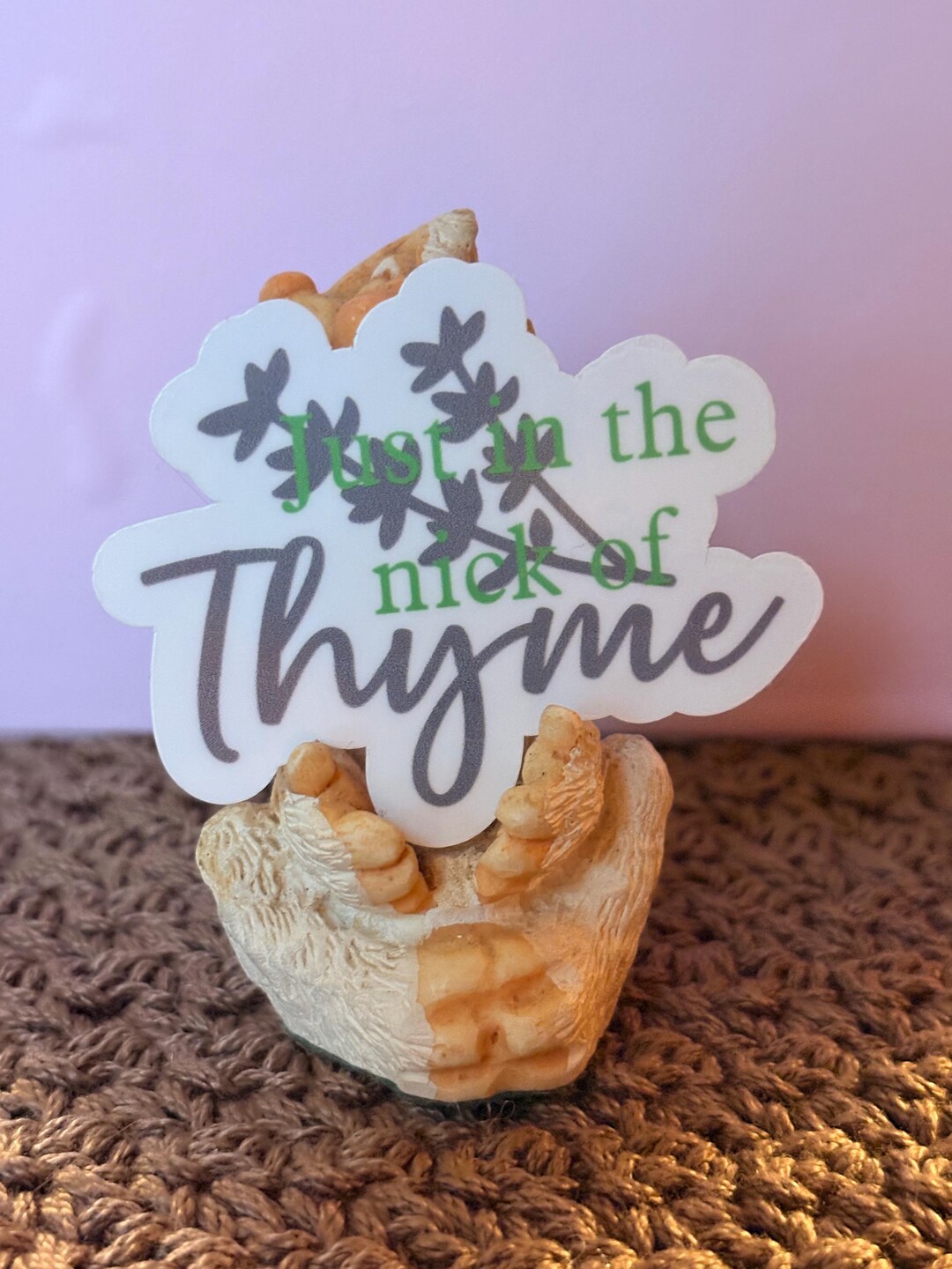 Just in the Nick of Thyme Sticker- Herbal Pun Sticker- Cottagecore ...