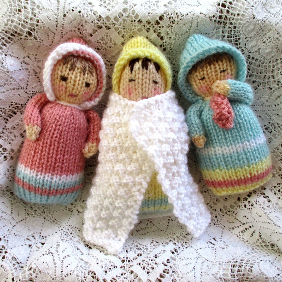 Tiny Knitted Babies - Knitted Flat on 2 Needles - Dk Yarn - Doll ...