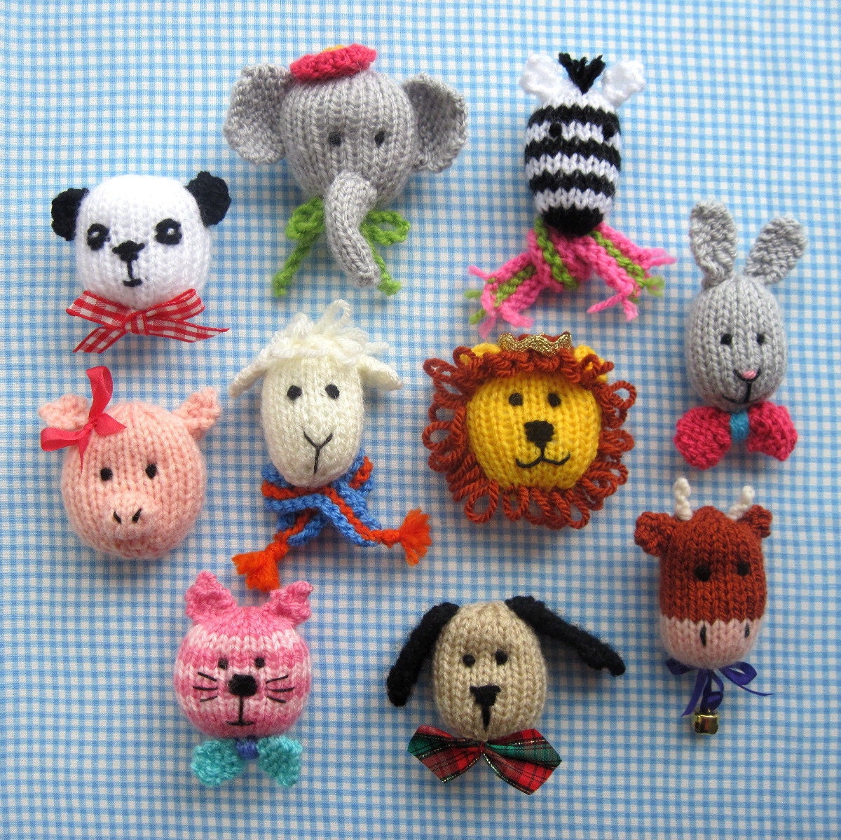 10 Fun Animal Heads Knitting Pattern for Knitted Pencil and Bottle ...