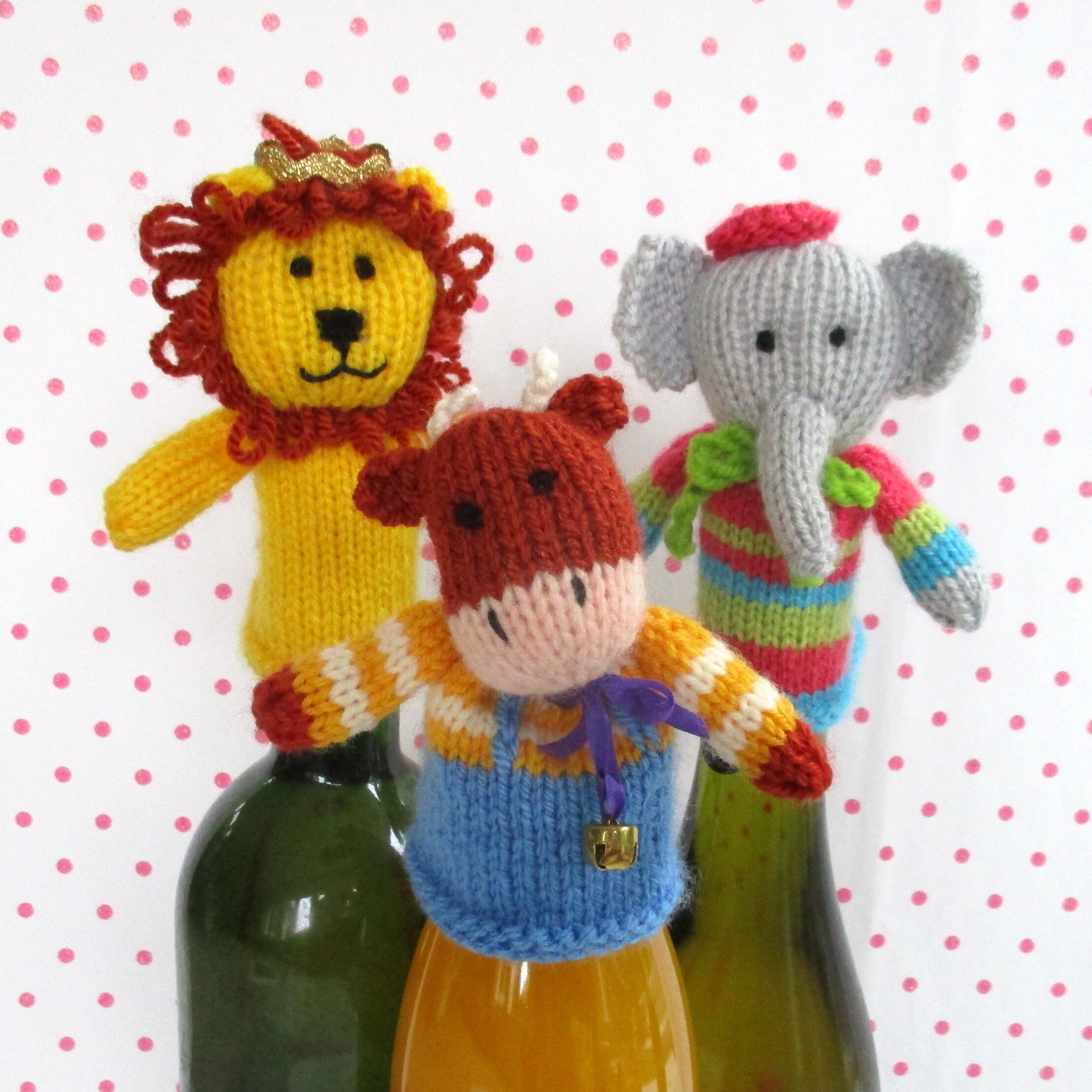 10 Fun Animal Heads Knitting Pattern for Knitted Pencil and Bottle ...
