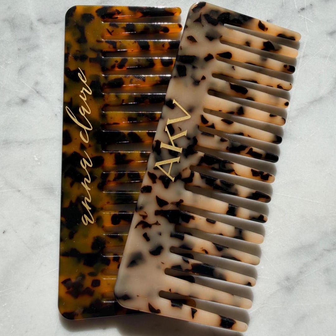 Personalized Tortoise Shell Wide-tooth Comb — Custom Name Hair Comb ...