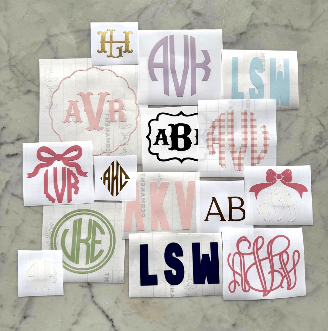 Custom Vinyl Monogram Stickers — Personalized Initials in Multiple ...